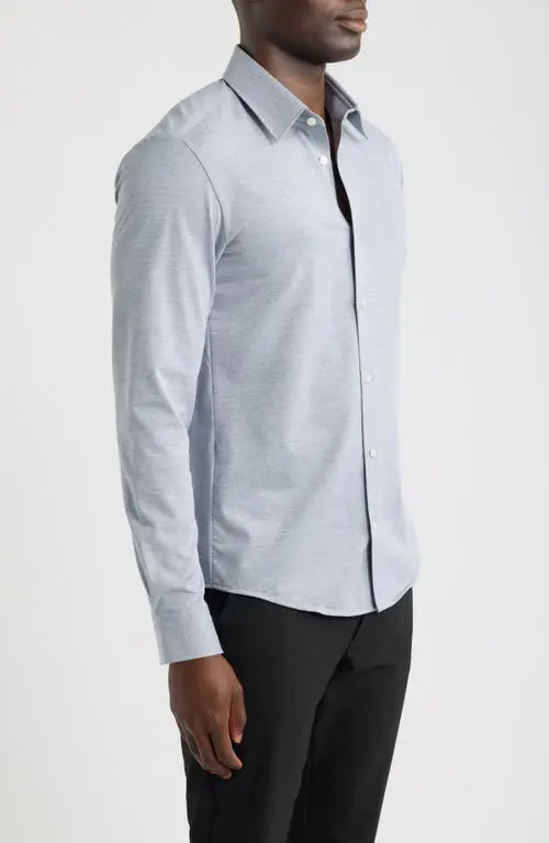 BOSS Roan Slim Fit Performance Button-up Shirt - Blue Grey