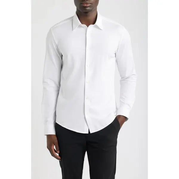 BOSS Roan Slim Fit Performance Button-up Shirt - White