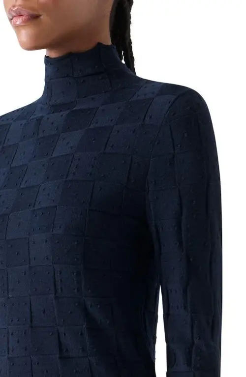 Akris 3d Dice Virgin Wool Turtleneck Sweater - Navy