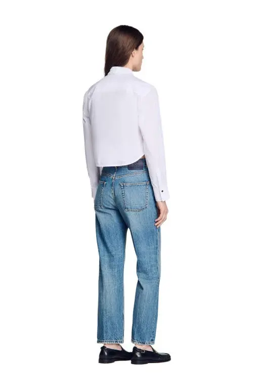 Sandro Pleated Shirt With Origami Collar