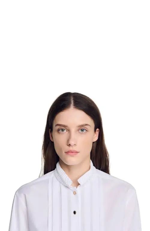 Sandro Pleated Shirt With Origami Collar