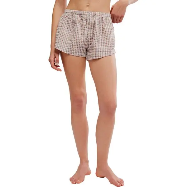 Free People Cross My Heart Boxer Shorts - Ivory Combo