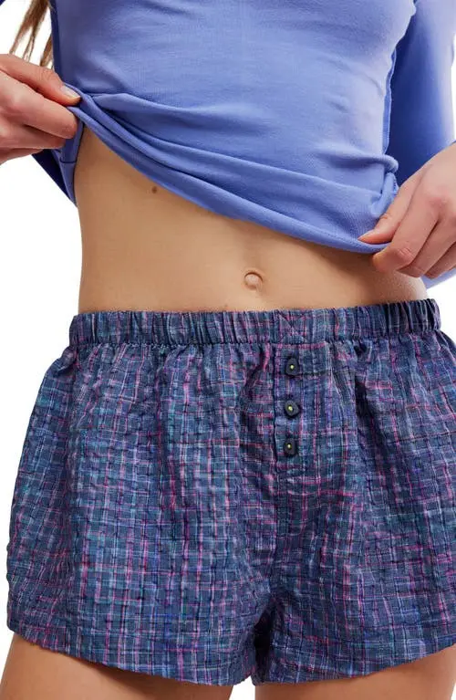 Free People Cross My Heart Boxer Shorts - Navy Combo
