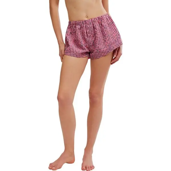 Free People Cross My Heart Boxer Shorts - Pink Combo