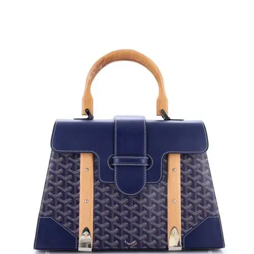 Goyard Saigon Top Handle Bag Coated Canvas With Leather Mm - Blue
