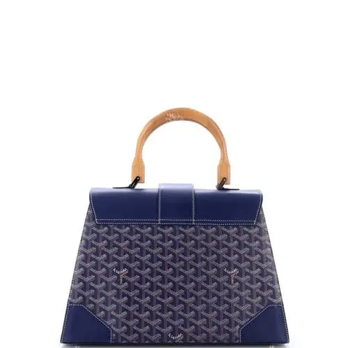 Goyard Saigon Top Handle Bag Coated Canvas With Leather Mm - Blue