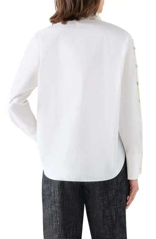 Akris Split Sleeve Cotton Poplin Button-up Shirt