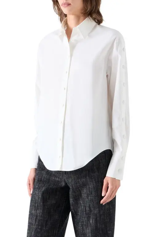 Akris Split Sleeve Cotton Poplin Button-up Shirt