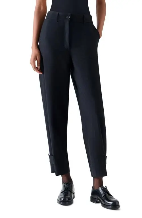 Akris Fraser High Waist Virgin Wool Blend Gabardine Barrel Leg Pants - Black