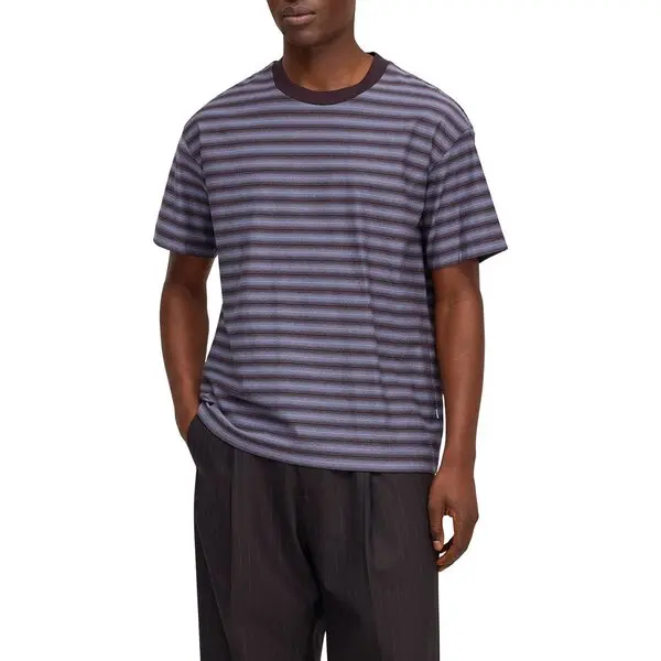 Nn07 Lionel Striped Organic Cotton T-shirt - Blue Stripe