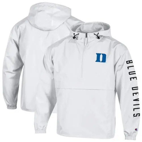 Champion Duke Blue Devils Packable Half-zip Hooded Jacket - White