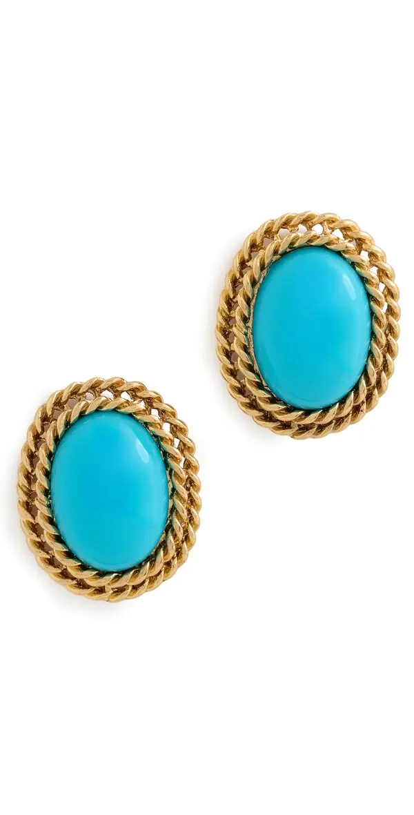 KENNETH JAY LANE Oval Center Earrings - Turquoise