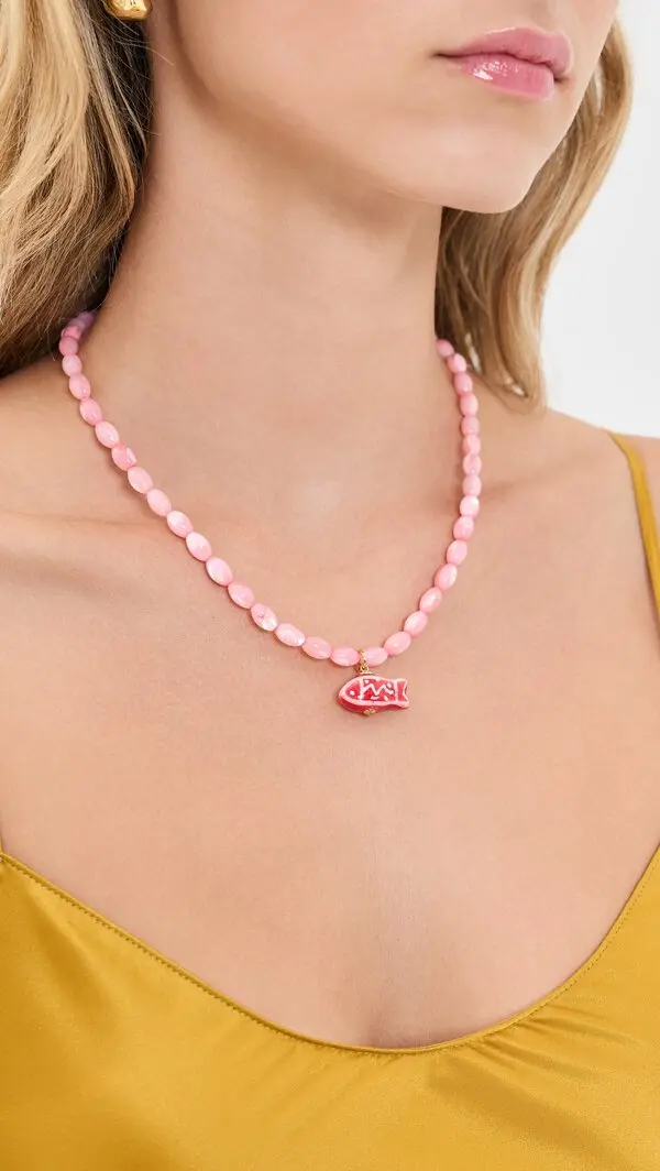 LOGAN TAY Cotton Candy Beaded Fish Necklace