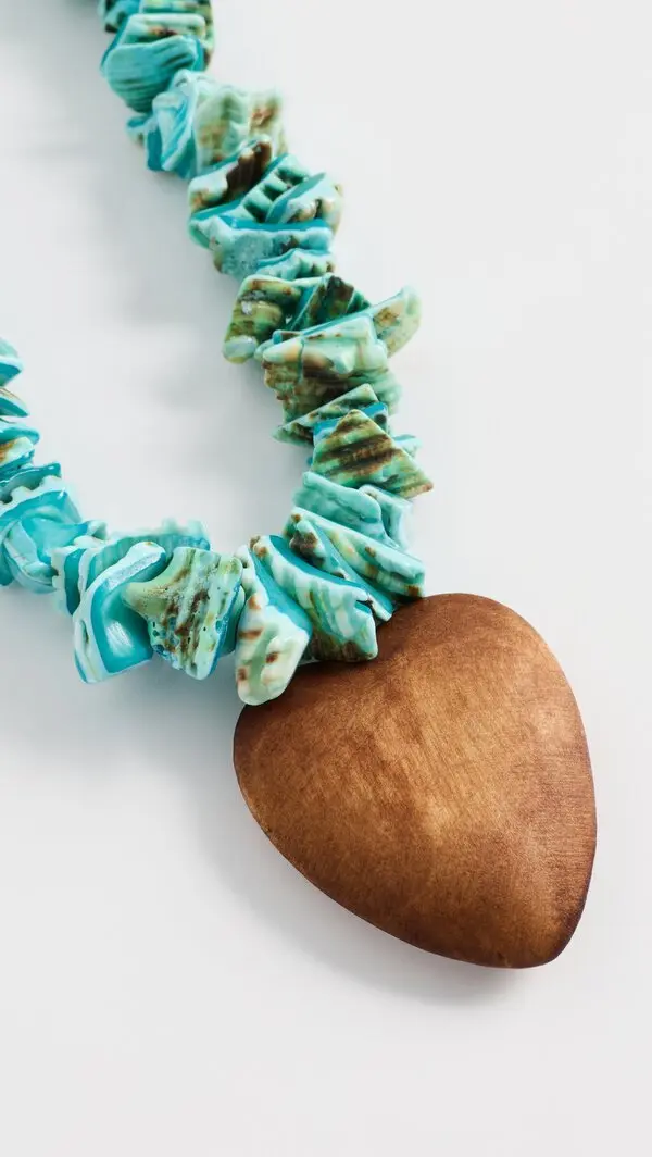 LOGAN TAY Beaded Wooden Heart Necklace