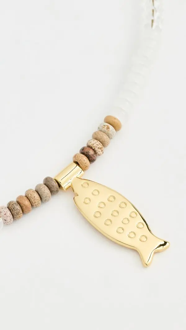 LOGAN TAY Beaded Gold Fish Necklace