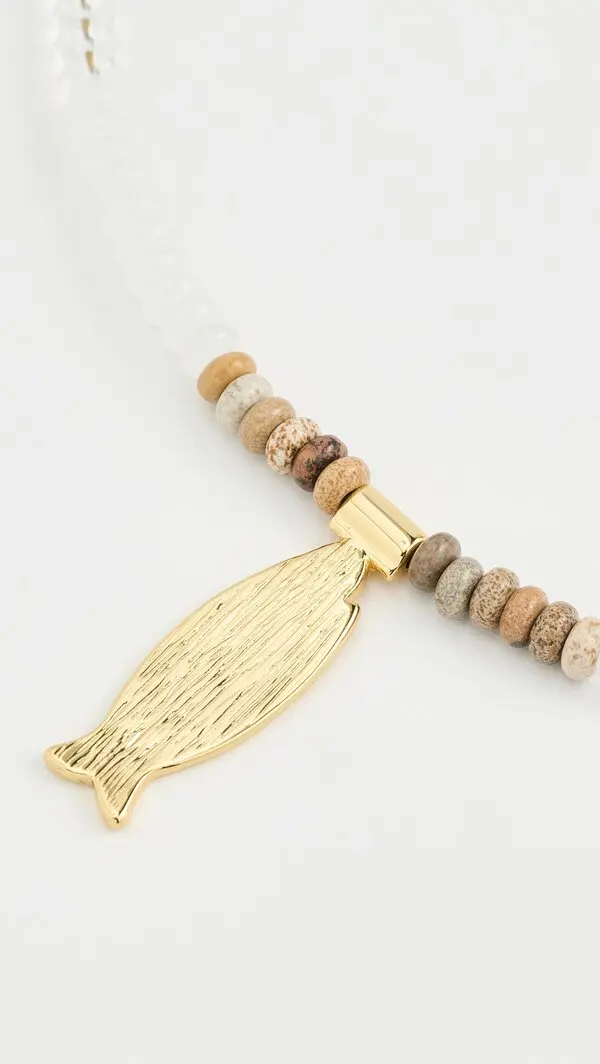 LOGAN TAY Beaded Gold Fish Necklace