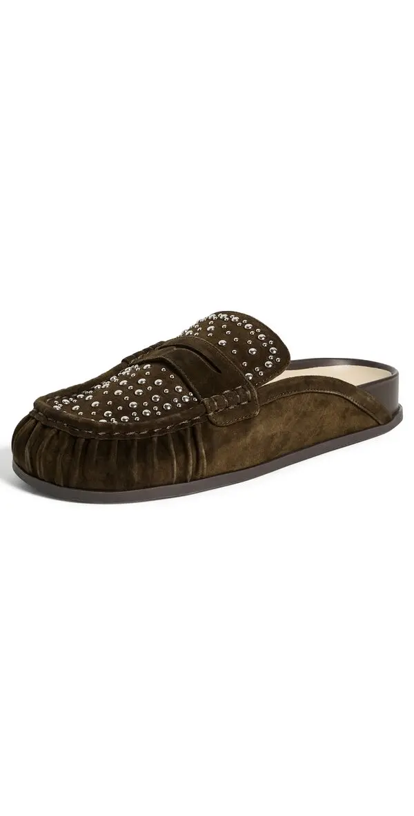 Dolce Vita Jodero Stud Mules - Moss Suede