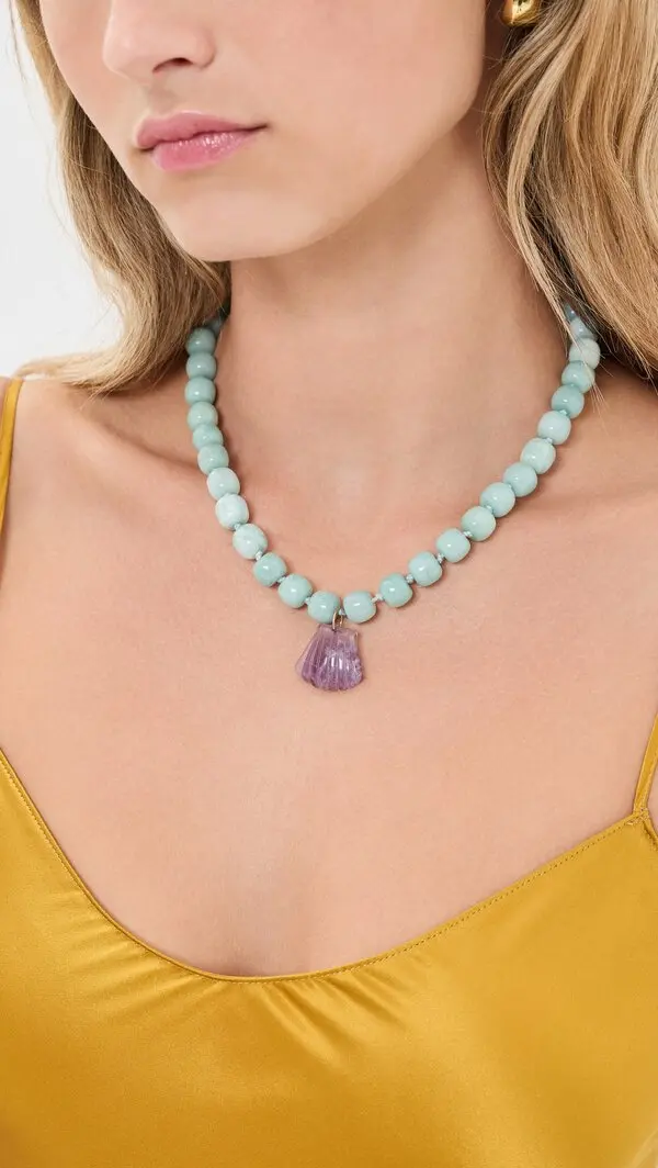 Shashi Jade Scallop Gemstone Pendant Necklace