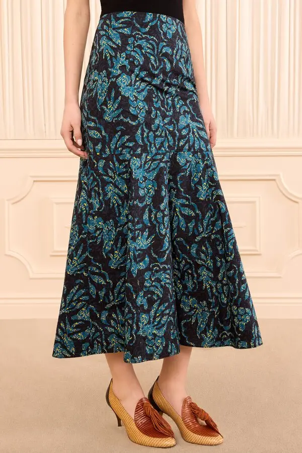 Ulla Johnson Clarisse Trumpet Midi Skirt In Floral Print