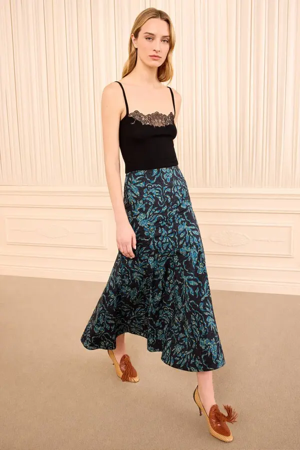 Ulla Johnson Clarisse Trumpet Midi Skirt In Floral Print