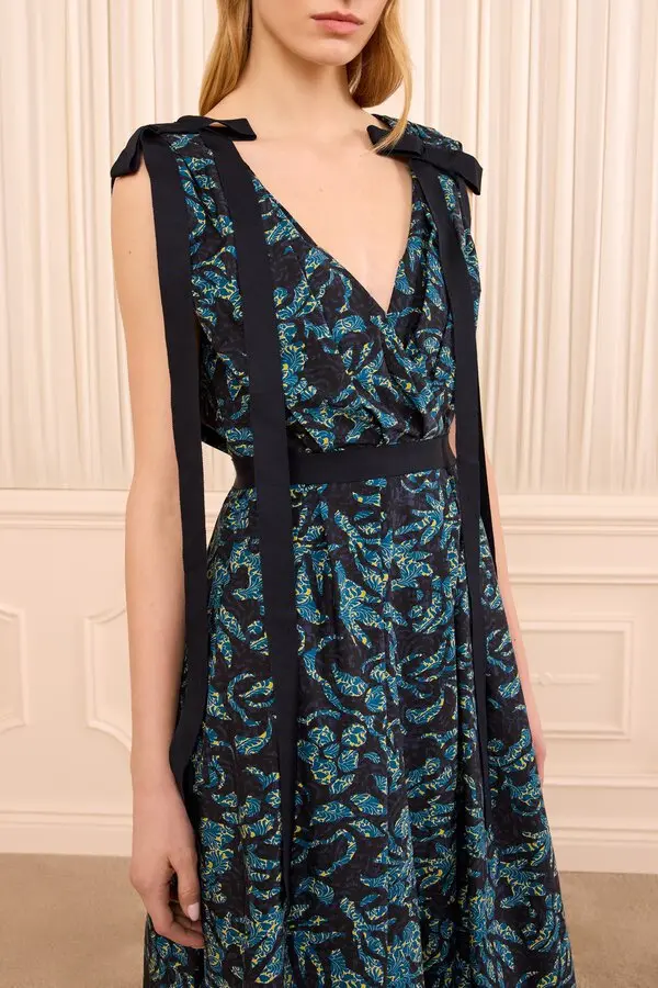 Ulla Johnson Karina Printed Cotton Bow Dress - Midnight