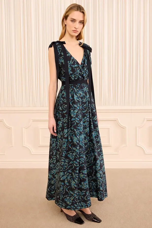 Ulla Johnson Karina Printed Cotton Bow Dress - Midnight