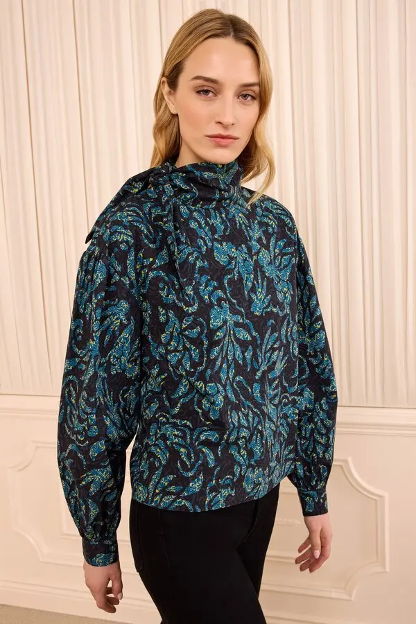 Ulla Johnson Pastel Long Sleeve Cotton Blouse - Midnight