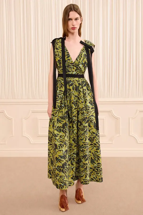 Ulla Johnson Karina Cotton Bow Dress With Floral Print