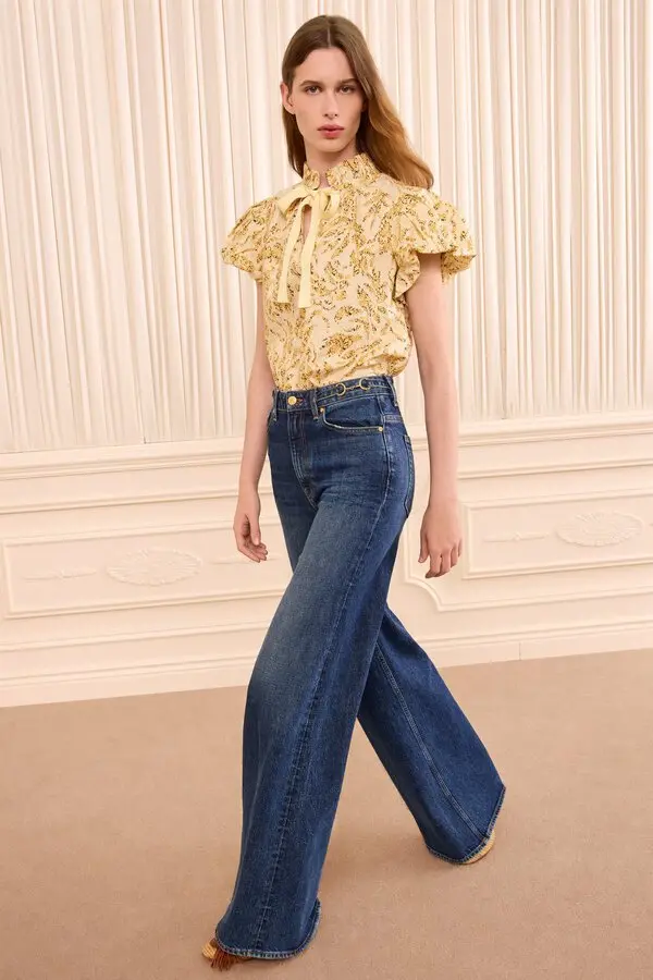 Ulla Johnson Estela Short Sleeve Cotton Top - Chamomile