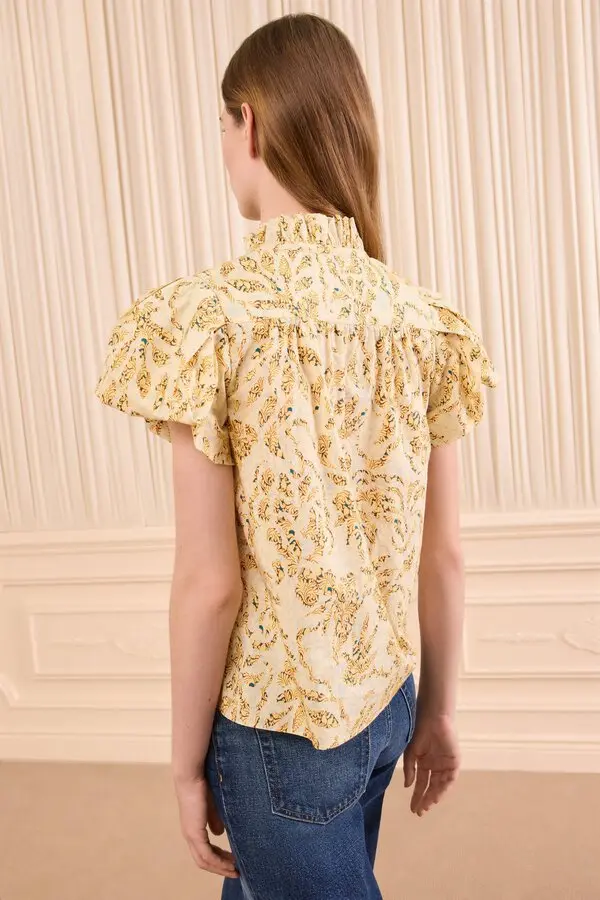 Ulla Johnson Estela Short Sleeve Cotton Top - Chamomile