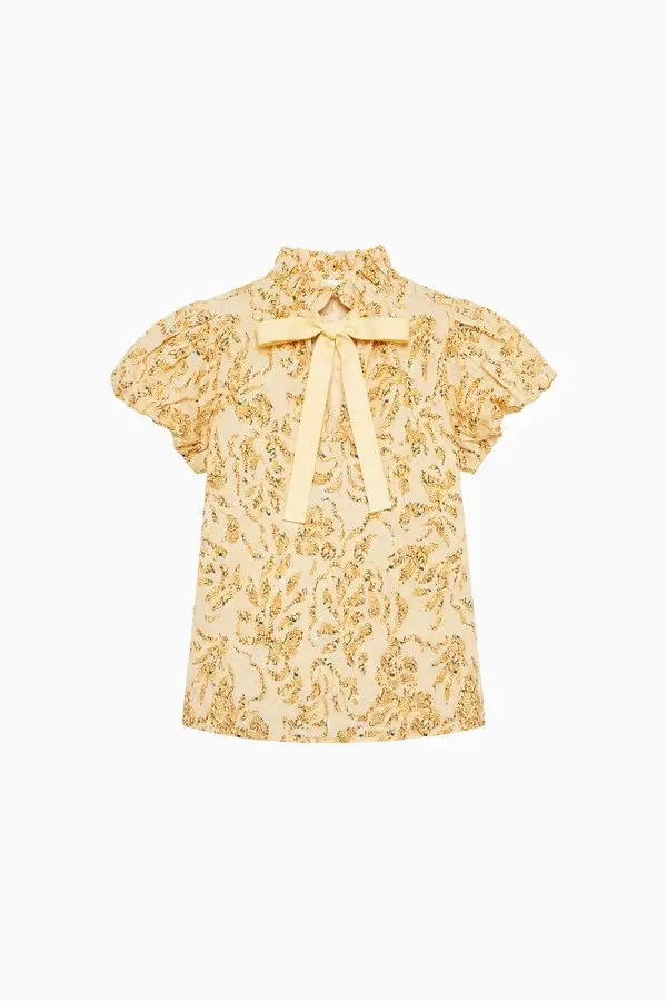 Ulla Johnson Estela Short Sleeve Cotton Top - Chamomile