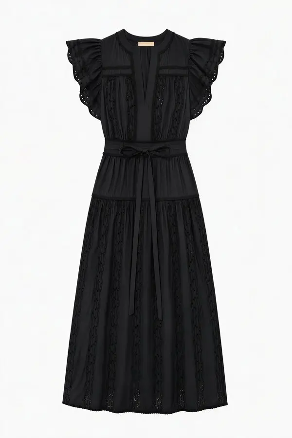 Ulla Johnson Dani Short Sleeve Cotton Dress - Noir