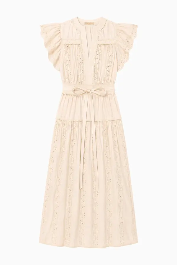 Ulla Johnson Dani Short Sleeve Cotton Dress - Pearled Ivory