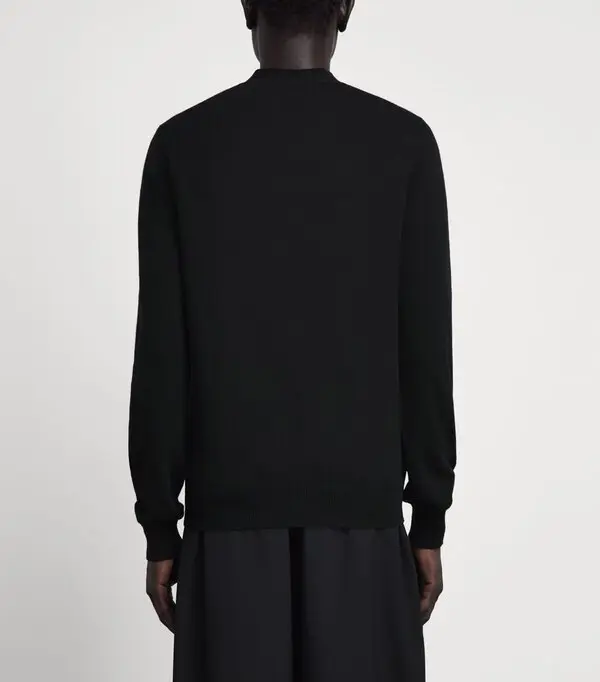 Play Comme Des Garcon Wool Rhinestone Heart Cardigan