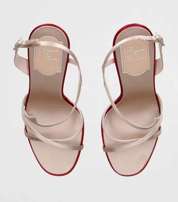 ROGER VIVIER Satin Rose Sandals 85