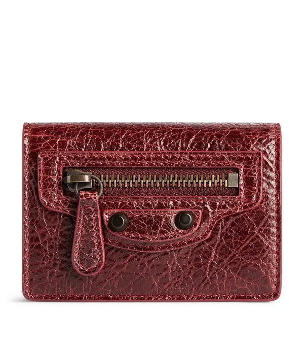 Balenciaga Mini Lambskin Le City Wallet - Burgundy