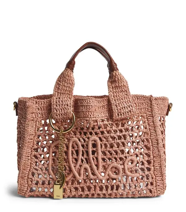 Chloé Small Raffia Summer Banana East-west Tote Bag - Beige