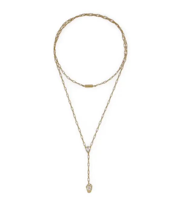 Alexander McQueen Pavé Skull Chain Necklace - Brown