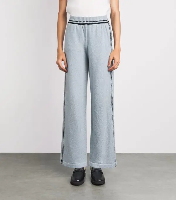 BARRIE Mottled Cashmere Wide-leg Trousers