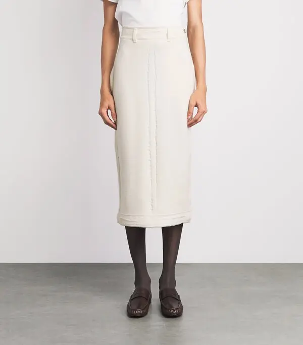 BARRIE Cashmere-cotton Midi Skirt