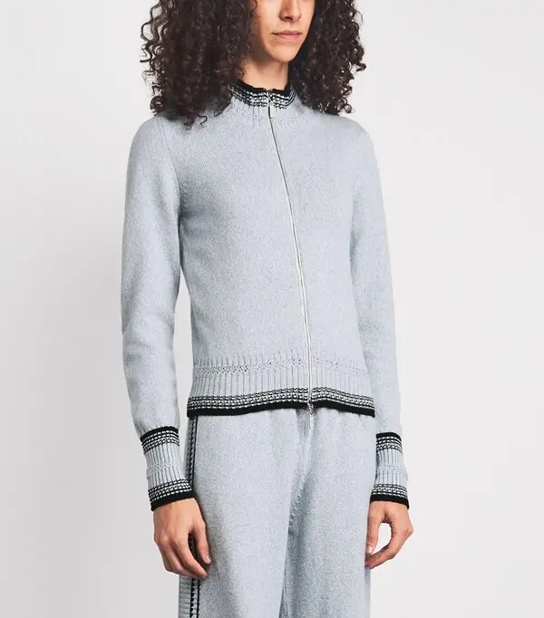 BARRIE Mottled Cashmere Zip-up Cardigan