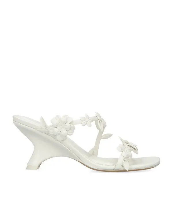 Simkhai Leather Floral Willow Heeled Sandals 75 - White