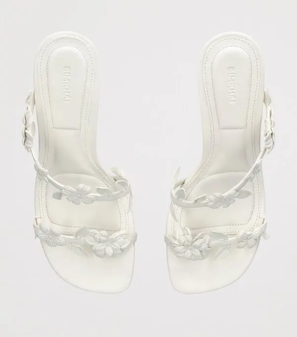 Simkhai Leather Floral Willow Heeled Sandals 75