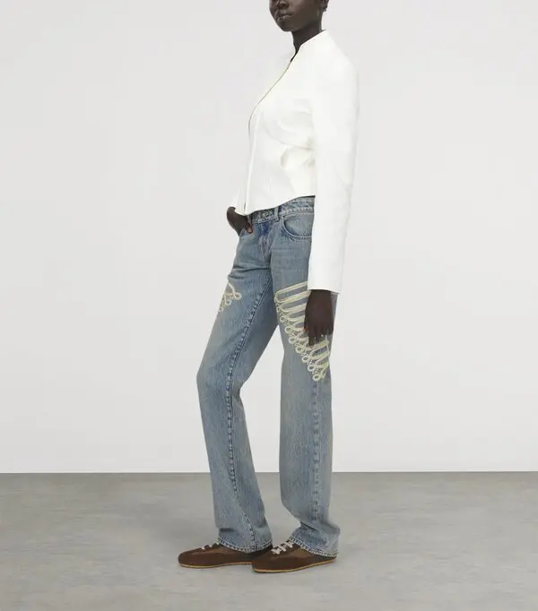 Alexander McQueen Metallic-frogging Straight Jeans