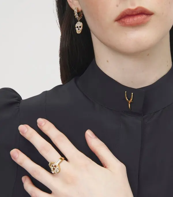 Alexander McQueen Pavé Skull Ring