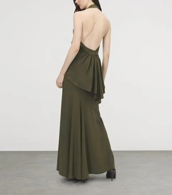 Alexander McQueen Silk Cowl-neck Halterneck Top