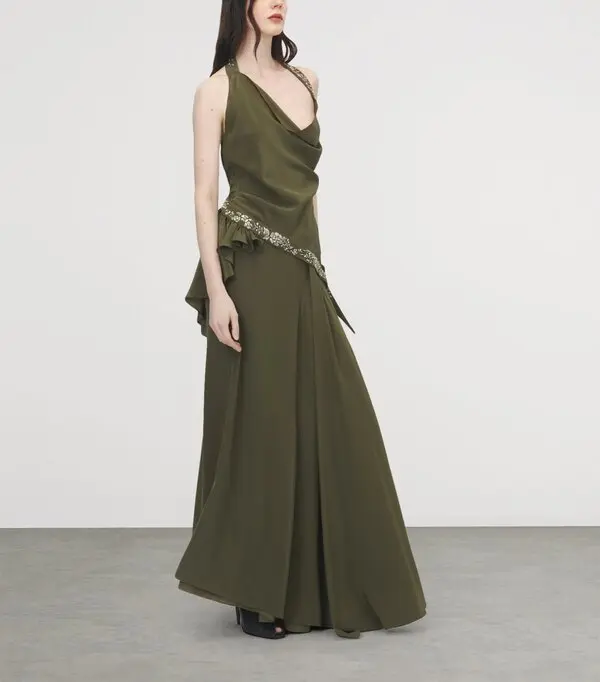 Alexander McQueen Silk Cowl-neck Halterneck Top