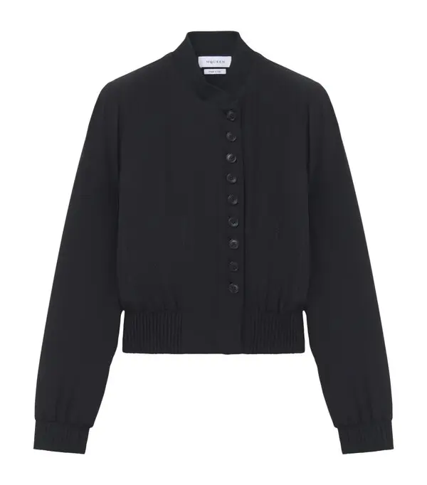 Alexander McQueen Silk Bomber Jacket - Black