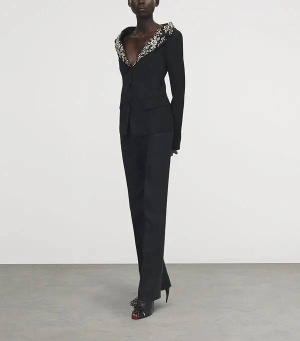 Alexander McQueen Wool Beaded-collar Blazer
