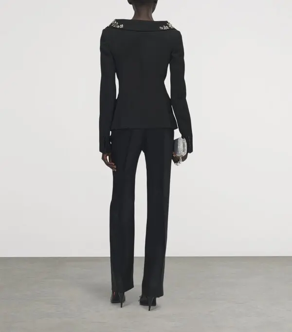 Alexander McQueen Wool Beaded-collar Blazer